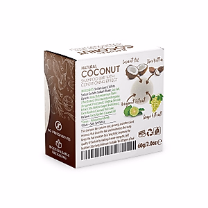 Solid Shampoo Bar And Conditioner Effect Hair Soap – 100% Organic Shampoo Bars For Hair With All Natural Plant Based Essential Oils And Zero Waste Biodegradable Packaging (Coconut)