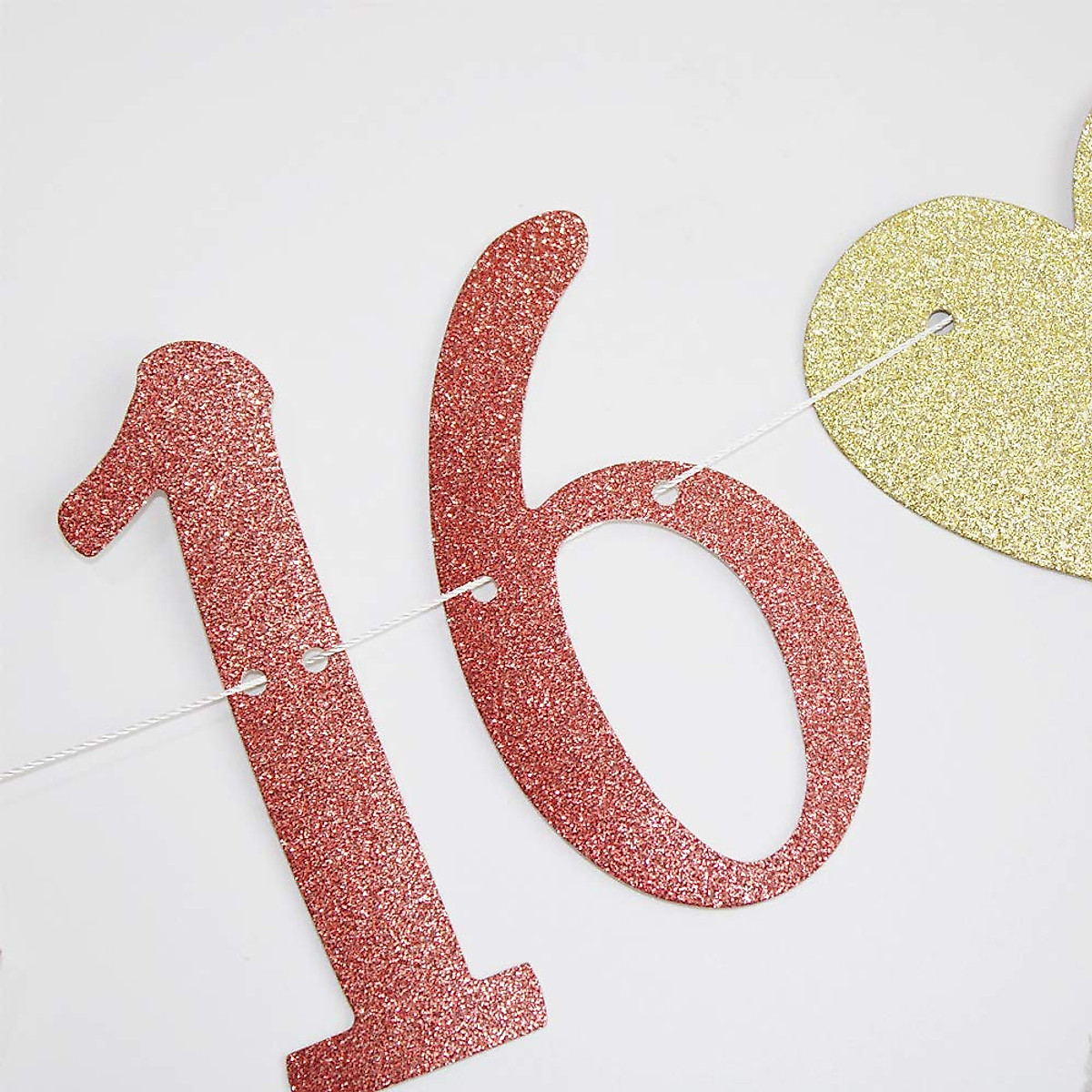 Happy Sweet 16 Banner, 16th Birthday Party Sign, Sweet Sixteen Party Supplies (Pink)