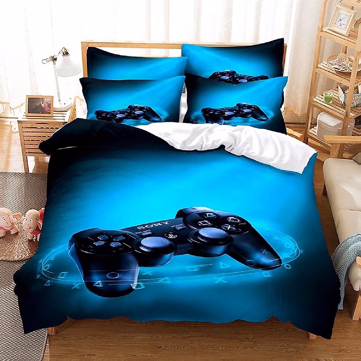 3D Game Joystick Home Textile Duvet Cover Sets for Girl Boy Child Adult 3Pcs-1 Duvet Cover with 2 Pillow Shams (Joystick3, Queen (90'' x 90''))
