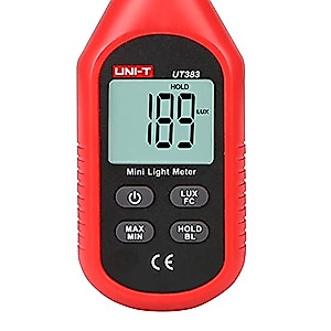 UNI-T UT383 Light Meter Lux Meter Lumens Digital Illuminance Meter 0~199,900 Lux (0~18,500 FC) Foot Candles Luxmeter for Film Photography Plants Photometer Lighting Intensity Brightness Measurement