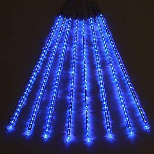 Twinkle Star Meteor Shower Rain Lights, 30cm 8 Tubes 288 LED Valentine Iciclelights Snow Falling Christmas Lights Outdoor Raindrop Lights, Xmas Wedding Party Tree Holiday Decoration, Blue
