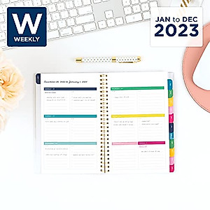 AT-A-GLANCE 2023 Weekly & Monthly Planner, Simplified by Emily Ley, 5-1/2" x 8-1/2", Small, Customizable, Monthly Tabs, Pocket, Carolina Dogwood (EL91-201)