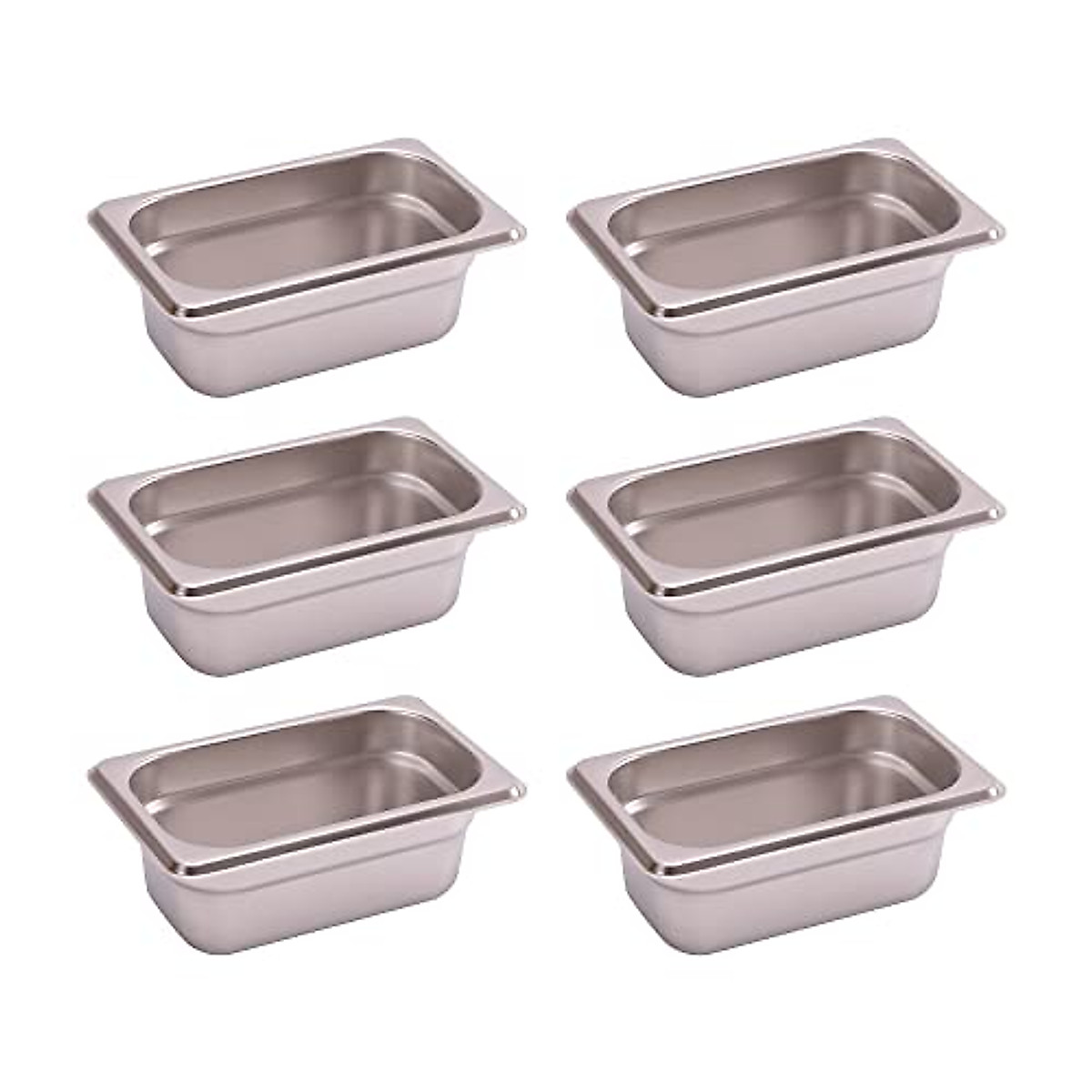 BIEAMA 6-Pack Hotel Pans with Lid, 1/9 Size 2.6" Deep, NSF, Catering Food Pan, Commercial Stainless Steel Pan with Cover