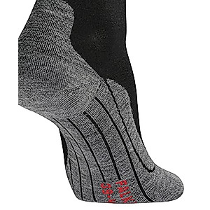 FALKE Men's RU4 Endurance Wool Running Socks, Mid Calf, Medium Cushion, Athletic, Breathable Quick Dry, Merino Wool, Black (Black-Mix 3010), 9-10, 1 Pair
