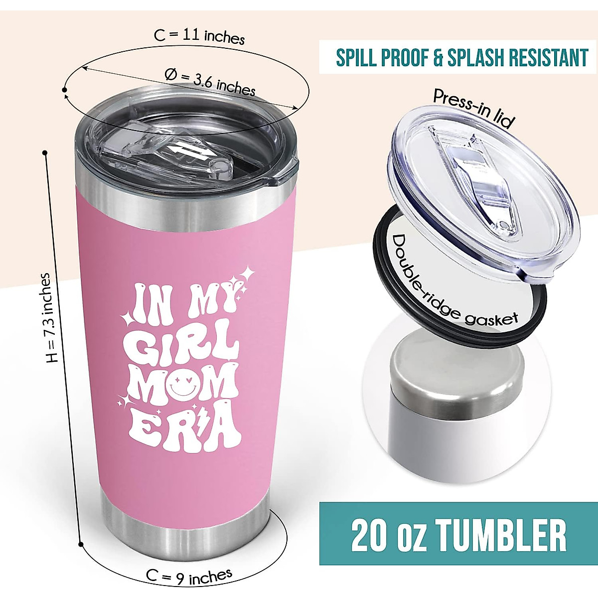 CHICKOR In My Girl Mom Era Tumbler With Straw - Mothers Day Gift, Girl Mama Coffee Cup For Mom of Girls, New Mom, Mommy,Pregnant Moms, Expecting Mom, Mom To Be - 20 Oz Girl Mom Travel Mug