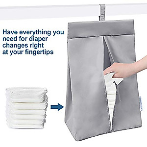 SPRINGSPIRIT Diaper Stacker Diaper Caddy Organizer Easy Access & Dustproof Diaper Bag Portable Hand Free Diaper Holder for Adults or Nursery, Light Grey Diaper Stacker