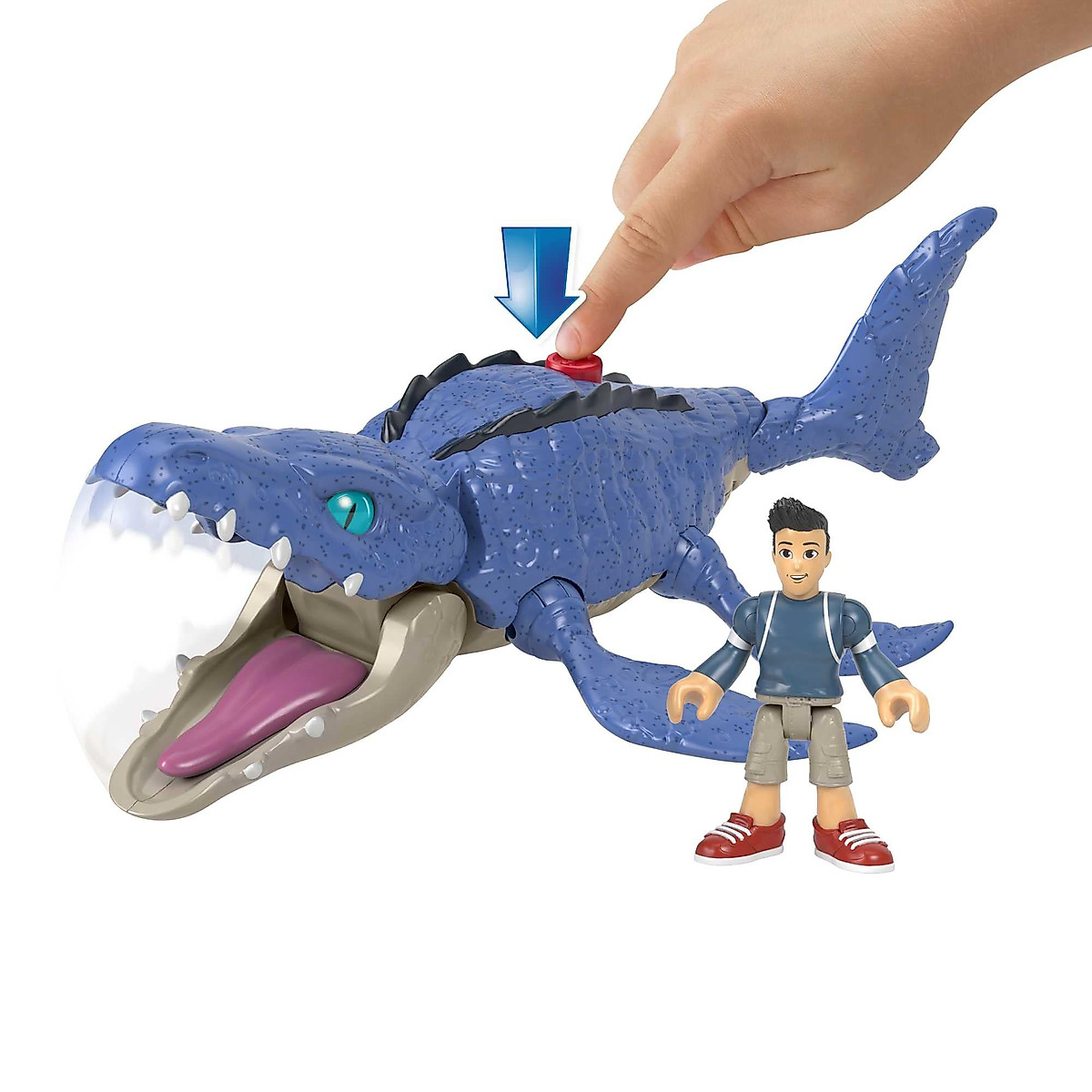 Fisher-Price Imaginext Jurassic World Dinosaur Toy Camp Cretaceous Mosasaurus & Kenji Figure Set for Pretend Play Kids Ages 3+ Years