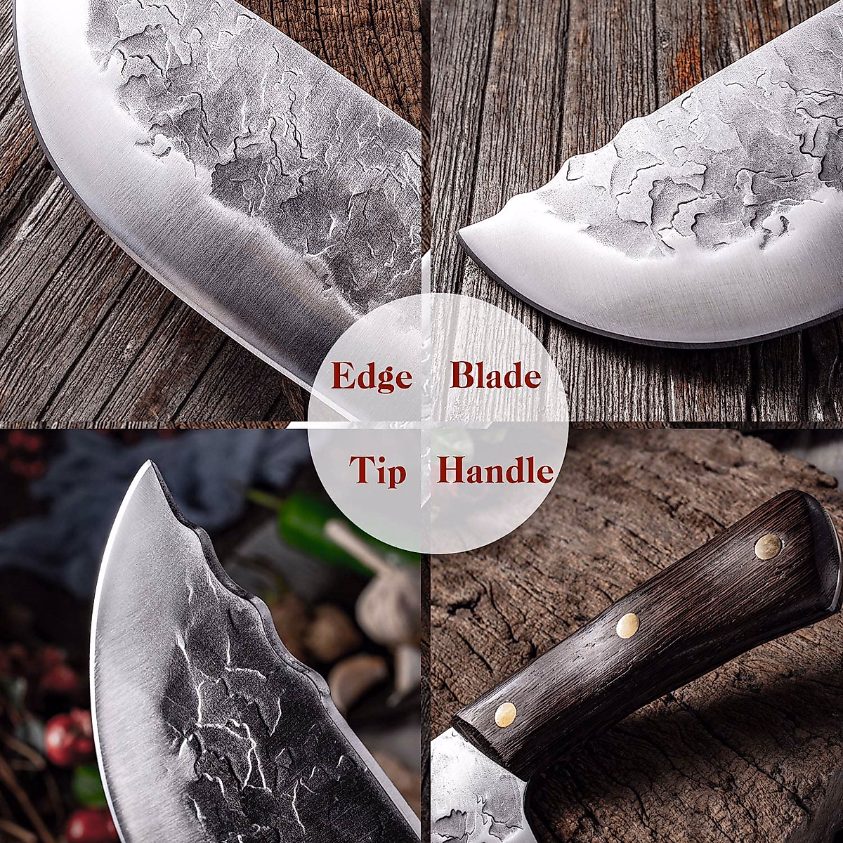 DRAGON RIOT Hand Forged Butcher Knife Cleaver 7.5 Inch High Carbon Steel Meat and Vegetable Cleaver Knife Full Tang Sharp Chef Knife for Kitchen Camping and BBQ…