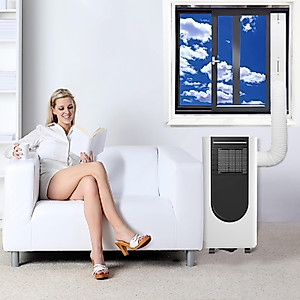 Estoder Portable AC Window Vent Kit with 5.9 Inch Exhaust Hose (78.7Inch Length), Adjustable Window Seal for Portable Air Conditioner, Universal 3x21.7” AC Seal Plate with Coupler for Sliding Windows