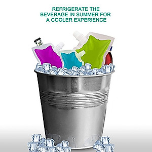 Alcoon 11 Pieces Plastic Liquor Flask Concealable and Reusable Plastic Drinking Flasks Liquor Pouches 3x34oz, 3x14oz, 3x8oz with Plastic Funnel