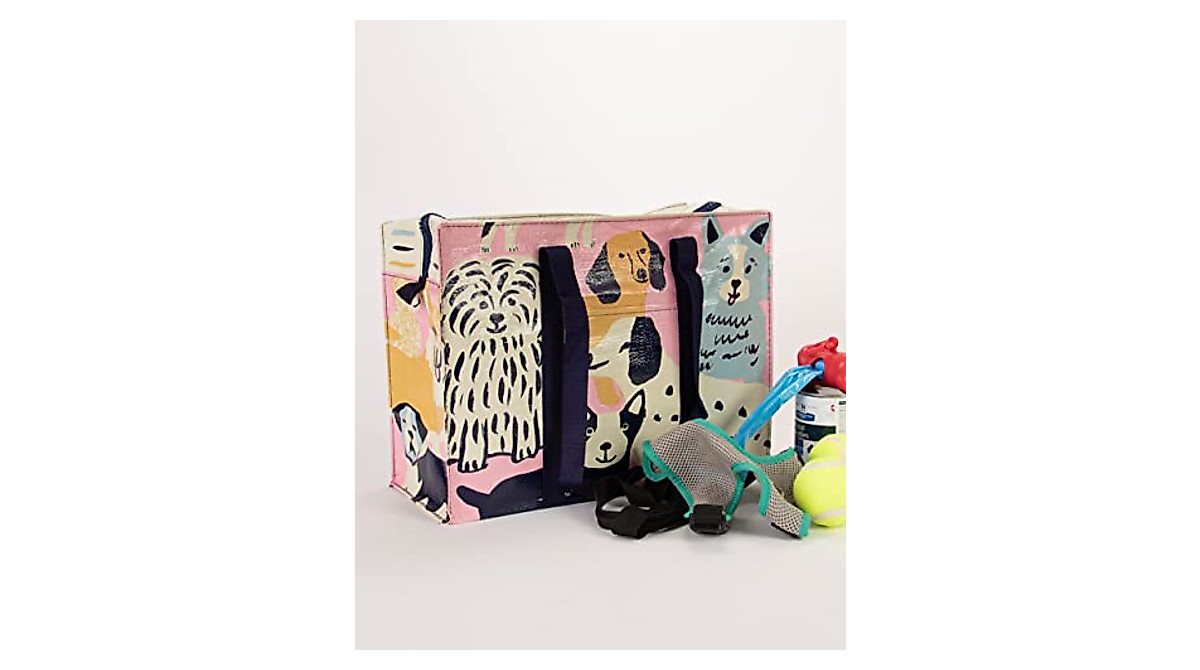 Blue Q Happy Dog Shoulder Tote - Eco-Friendly Recycled Plastic Bag