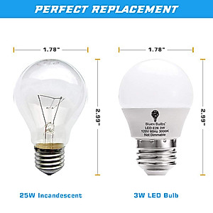 8 Pack BlueX 3W LED Light Bulb G14 3000K Warm White - 25W Equivalent - E26 Base 120V - Small Night Light Bulbs for Bedroom, Ceiling Fan, Table Lamp, Kitchen, Pendant Fixtures, Dinning Room