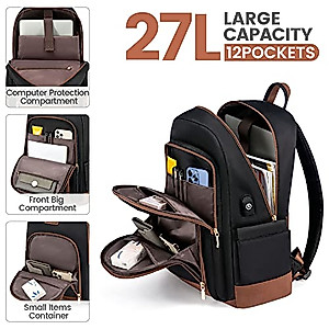 LOVEVOOK Laptop Backpack 15.6 Inch, Water Resistant Travel Backpack for Women Men,College Work Business Back Pack, Black