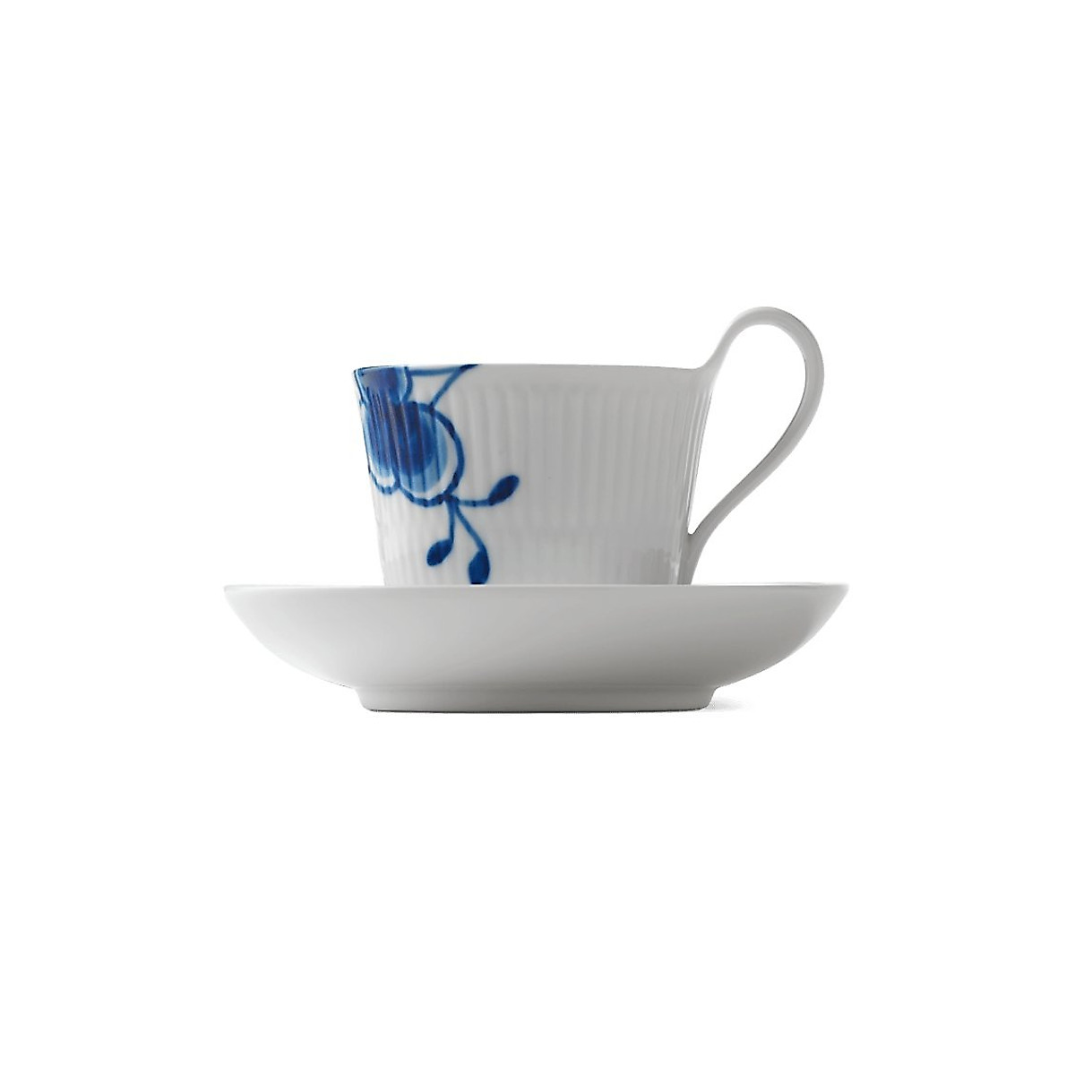 Blue Fluted Mega 8.5 oz. High Handle Cup and Saucer