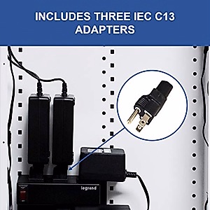 Legrand - OnQ Media Enclosure Power Strip, Half Width for Power Strip Media Cabinet, Power Strip to Optimize Cable Management with 6 Outlets, 3 IEC C13 Adapters,1 IEC C7 Adapter, Black, AC1031