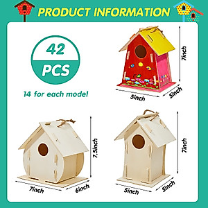 21 Sets DIY Birdhouse Kit to Build and Paint, Include Unfinished Wooden Bird House, Strips and Colorful Painting Pens for Fun Craft Activity Creative DIY Art Project