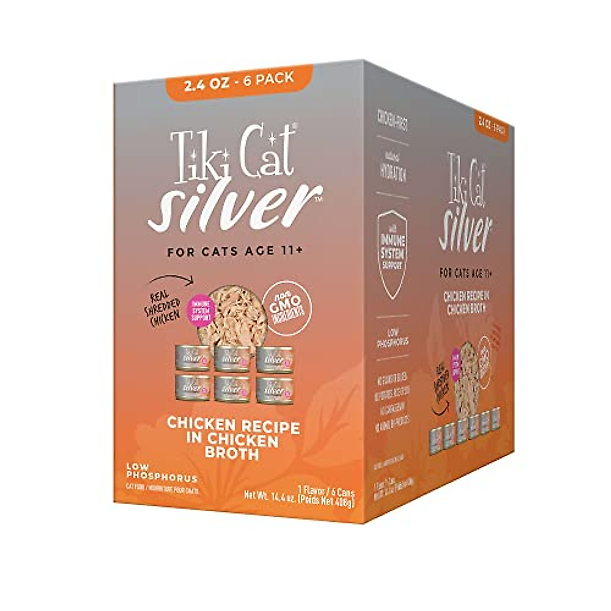 Tiki Cat Silver Wet Cat Food for Seniors, Chicken, 2.4 oz. Cans (6 Count)