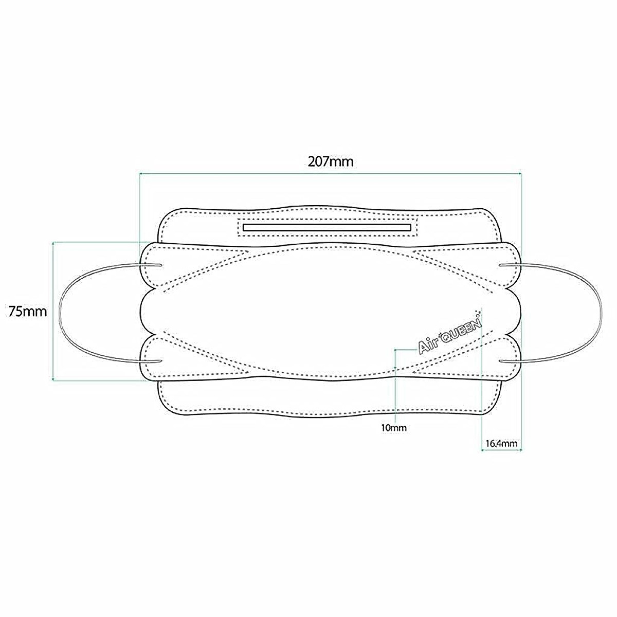 Black AirQueen Nano Fiber Filter Face Safety Mask for Adult, Individually Packaged, Made in Korea [Pack of 10]