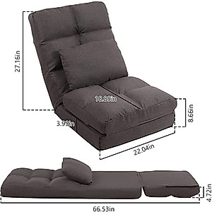 FLOGUOR Chaise Lounge Indoor, 14-Position Floor Chair with Back Support for Adults Kids, Folding Lazy Sofa Chair Lounge Chair with a Padded Pillow for Living Room, Bedroom, for Gaming Reading 8823CO