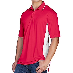 Ford Mustang Shelby Cobra Pocket Print Two Tone Polo, Red XL