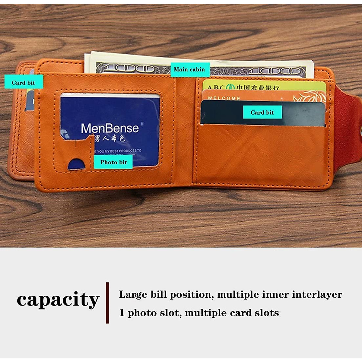 Men's Novelty US 100 Dollar Wallet,Billfold Safe Purse With Magnetic Buckle(Brown)