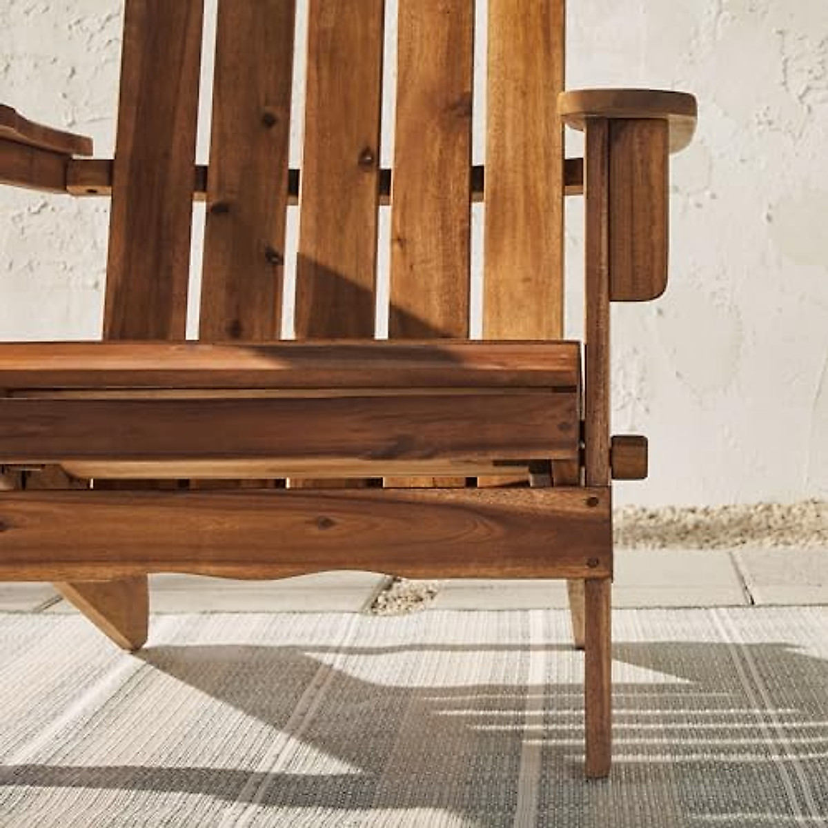 Walker Edison Outdoor Patio Wood Adirondack Foldable Chair All Weather Backyard Conversation Garden Poolside Balcony, Set of 1, Brown