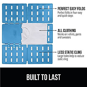 Gorilla Grip Shirt Folding Board, Easy Fast T-Shirt and Clothes Folder, Adult Clothing, Durable Plastic Organizer, Compact for Travel, Laundry Boards, Tshirt Flipfold Tool, Aqua