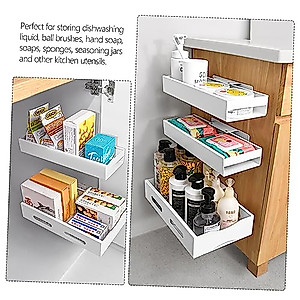 YARNOW Shelf Make up Holder Vessel Sinks Vanity Sink Sliding under Sink Drawer Under Sink Organizer Out Wire Basket Stainless Steel White Slide Out under Sink Rack Telescopic Kitchen Rack