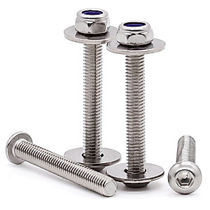 Glvaner M10-1.5 x 35mm (8 Sets) Button Head Socket Cap Screws with M10-1.5 Hex Locknuts and Large Flat Washers Assortment Tool Set