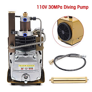CNCEST 110v High Voltage Electric Pcp Air Compressor, Submersible Pump 30mpa 4500psi Scuba Submersible Pump Water Cooling