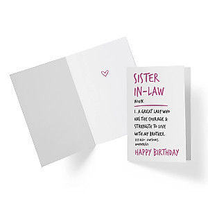 Funny Birthday Card for Sister in Law, Large 5.5 x 8.5 Sister in Law Birthday Card, Happy Birthday Card for Sister in Law, Karto Sister Law Noun