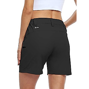 Willit Women's Shorts Hiking Cargo Golf Shorts Outdoor Summer Shorts with Pockets Water Resistant Black M