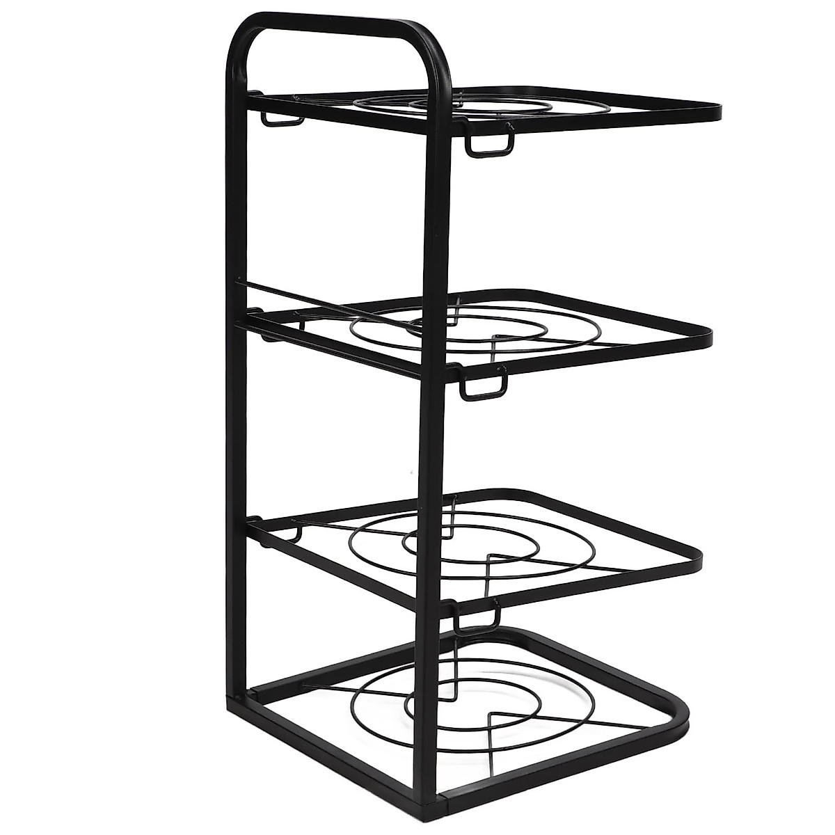 STARNOONTEK Under Sink Organizers and Storage, Kitchen 4 Tiers Adjustable Pots Organizer Space Saving Pan Rack for Under Sink Cabinet Countertopm,Black