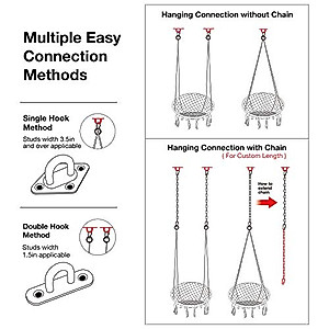 Greenstell Hammock Chair, Macrame Swing with Cushion and 304 Stainless Steel Hanging Kits, Max 330Lbs Hanging Cotton Rope Swing Chair, for Indoor, Outdoor, Home, Patio, Yard (Beige)