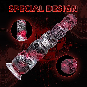 Skull Shape Male Realistic Dildo with Suction Cup, 11.8 Inch Silicone Fake Penis Adult Sex Toy for Man Woman - L