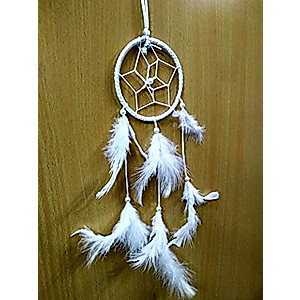FIKIMOS Dream Catchers Wall Decor, Handmade Feather Bedroom Home Car Decor Nursery Room Hanging Decoration (3" White Ring)