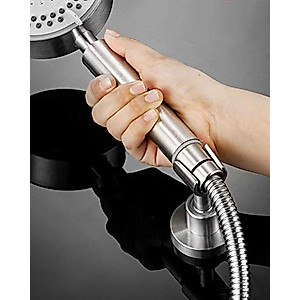 PHASAT Handheld Shower Head Holder Adjustable 304 Stainless Steel Handheld Shower Head Bracket Holder Wall Mount,Shower Wand Holder Brushed Nickel,A13021N