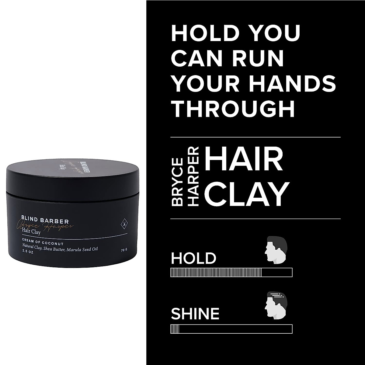 Blind Barber Bryce Harper Hair Clay for Men - Matte Water-Based Styling Product for Volume and Medium to Strong Hold (2.5 Oz)