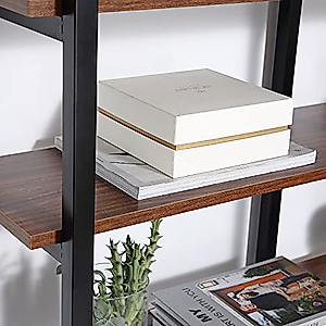 HOMCOM 5 Tier Versatile L-Shaped Computer Desk, Writing Table with Display Shelves and Metal Frame, Space-Saving for Study, Home Office, Walnut