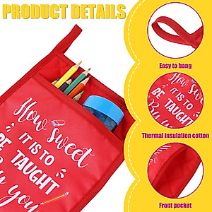 WILLBOND 12 Pieces Teacher Appreciation Gifts Teacher Pot Holders with Pocket Funny Pot Holders for Kitchen Heat Resistant Oven Mitts Hot Pads for Baking Cooking