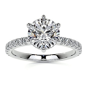 10K Solid White Gold Handmade Engagement Ring 3.00 CT Round Cut Moissanite Diamond Solitaire Wedding/Bridal Ring Set for Women/Her, Fancy Rings Gift for Her