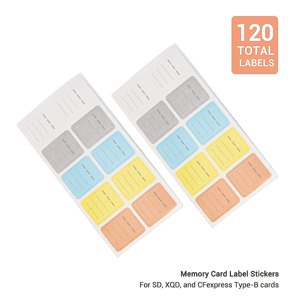 (120 Count) Multi-use Label Printable Stick-On Camera Memory Card Labels SD SDHC SDXC XQD CF CFexpress Type-B Card USB Flash Drive Removable Stickers Cards Mark Paper Labeler