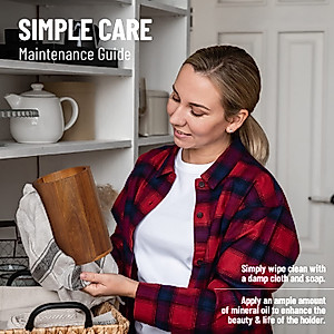 Acacia wood Utensil Holder for Kitchen Counter Decor, Flatware & Utensil Storage Organizer - Kitchen Utensil Organizer for Countertops, Pantry, Bathroom, Office & Center Table