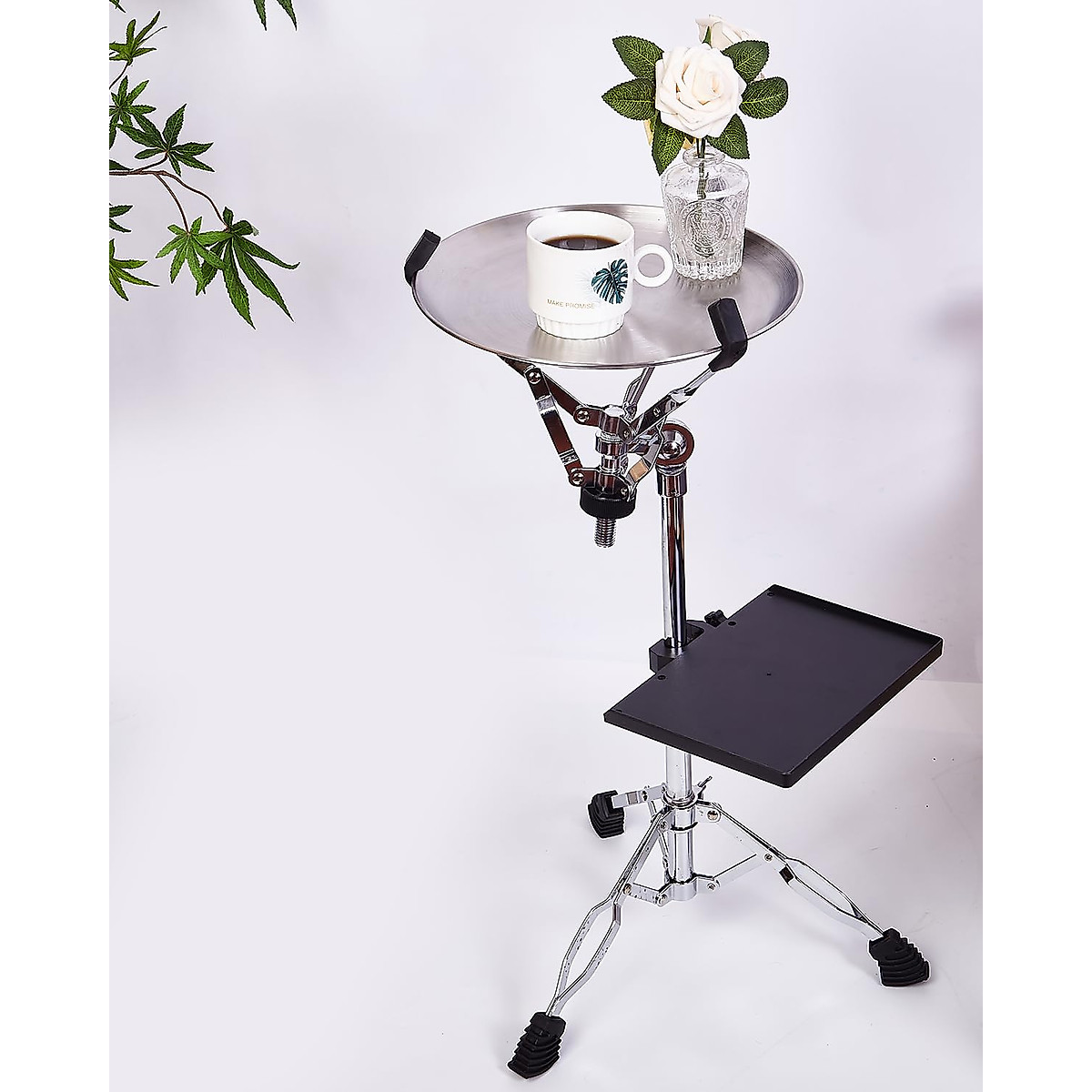 Pitoyteck Height-Adjustable Portable Cocktail Modern Round Side End Drink Table Small Metal Accent Coffee Sofa Nightstand for Living Room, Bedroom, Home Office Ideal for Small Spaces