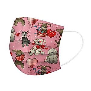 POTTOA Puppy Disposable_Face_Masks_for Adult, Dog Paw Print 3 Ply Protection Cover Women Men Breathable for Working Party Holiday (Dog #009, 50 PC)