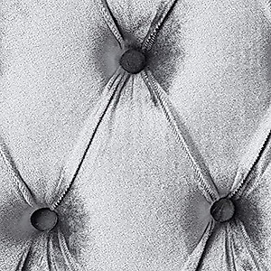 Meridian Furniture Lexi Collection Modern | Contemporary Velvet Upholstered Bed with Deep Tufting, Polished Chrome Stainless Steel Frame and Legs, Queen, Grey