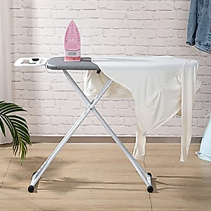 ALIMORDEN Space Saver Ironing Board 36" X 12" with Smart Hanger Adjustable Height 23.8"-30.7" Easy Storage, Padded Top Lightweight for Home Laundry Room Use Grey