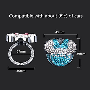 Pangpai Car Cute Push to Start Button Cover Accessories, Bling Crystal Car Engine Start Stop Button Cover, Pink Car Decoration Interior Sticker for Women Girl