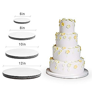 LEGLO Round Greaseproof Cake Boards – White Cake Circle Base, 6/8/10/12 inch, 5 of Each Size