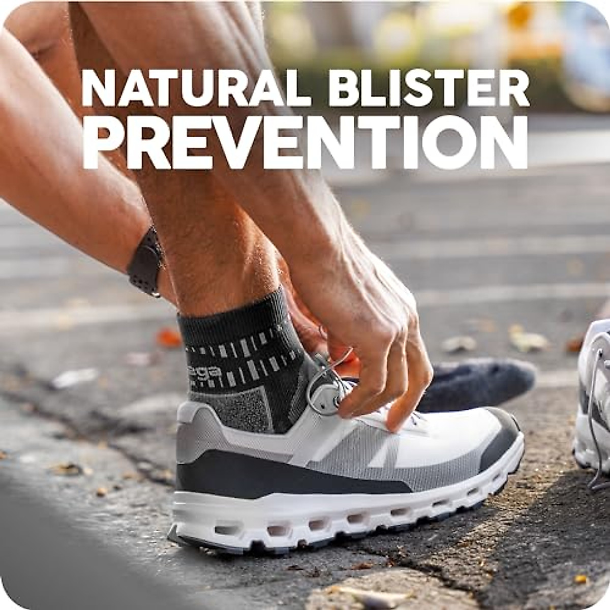 Balega Blister Resist Performance No Show Athletic Running Socks for Men and Women (1 Pair), White/Grey, Large